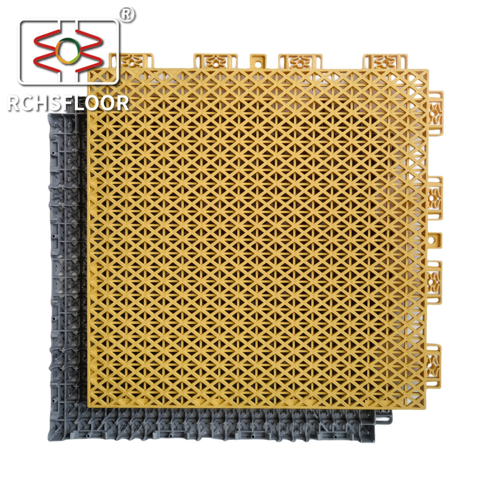 Yellow PP Interlocking Tiles In Carton Package Backyard Court Tiles