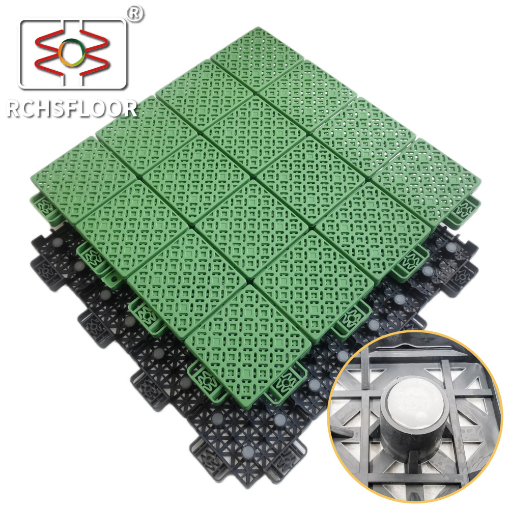 Green Yellow Backyard Court Tiles 414g/ Piece Sports Flooring Tiles